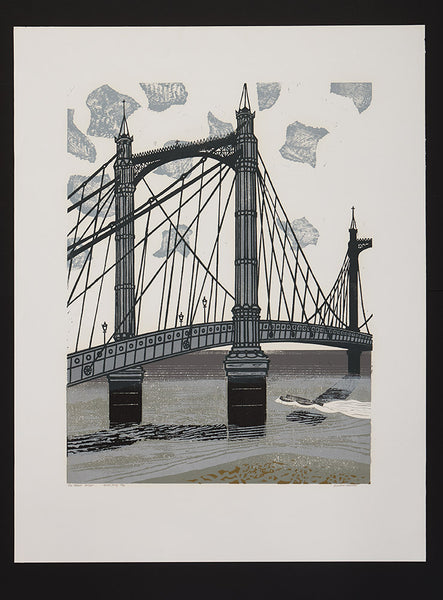 Edward Bawden Albert Bridge (1966) linocut | ModernPrints.co.uk